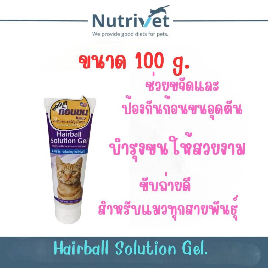 (EXP.03/26)Hairball Solution Gel 100 g อาหารเสริมขับก้อนขนสำหรับแมว ...