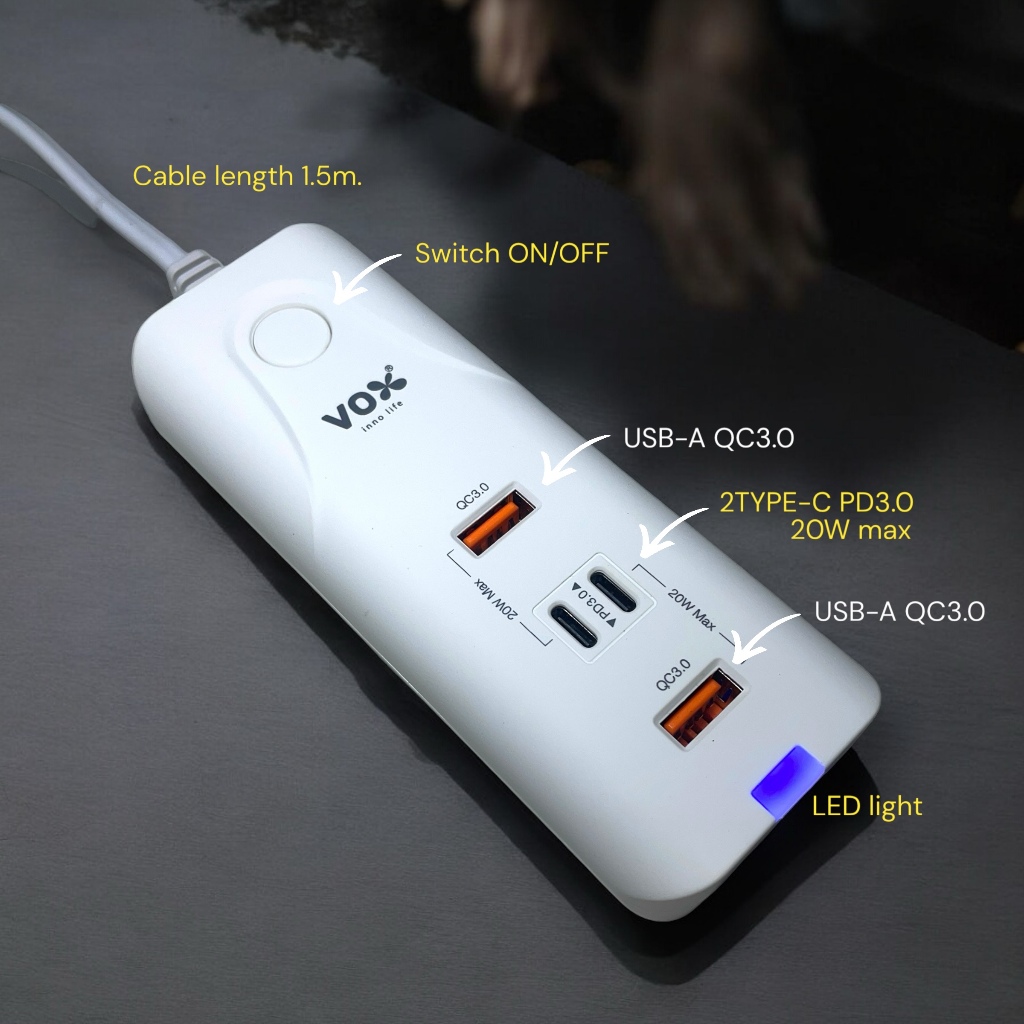 VOX ปลั๊กชาร์จไฟ Super Fast Charger Mobile Plug Port USB-A และ TYPE-C ...