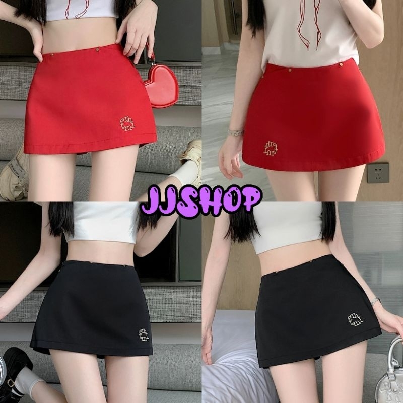JJ Shop 💜 พร้อมส่ง กระโปรงหางเกงเอวกลางเกงสีแดงสดใส ใส่ง่าย "906" -NZ-XM | Shopee Thailand
