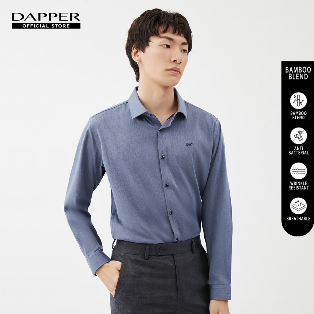 DAPPER เสื้อเชิ้ตแขนยาว BAMBOO BLEND ลายเฟด ทรง Smart Fit สีน้ำเงิน (BSLBL/256TB) | Shopee Thailand