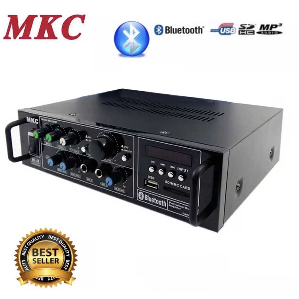 เครื่องขยายเสียง MKC รุ่น MK200BT แอมป์ขยายเสียง amplifier AC/DC มีบลูทูธ , USB MP3 SDCARD ใช้ไฟ ...