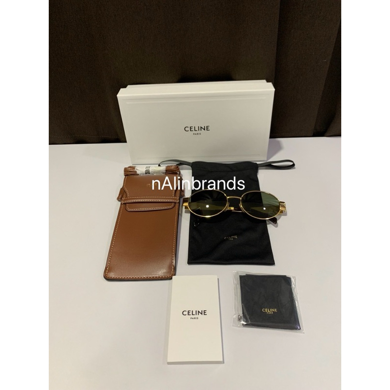 (ไม่มีค่า+FEEใดๆเพิ่มเติม)ของแท้ 100% CELINE TRIOMPHE METAL01 ...