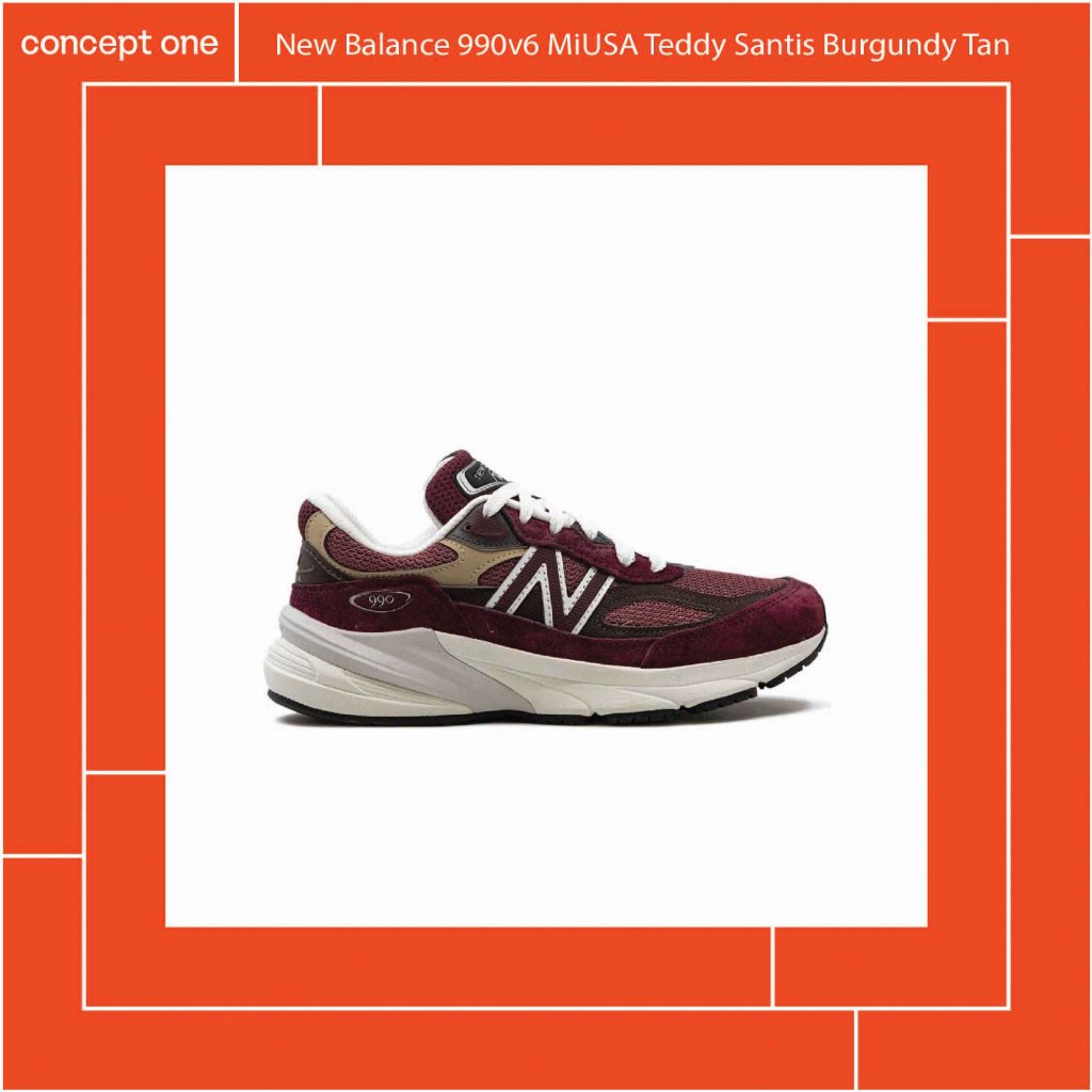 Conceptone New Balance 990v6 MiUSA Teddy Santis Burgundy Tan (M ...