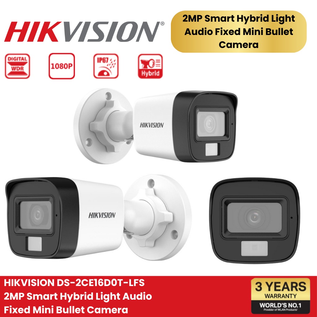HIKVISION DS-2CE16D0T-LFS 2MP Smart Hybrid Light Audio Fixed Mini Bullet Camera 3.6 mm | Shopee ...