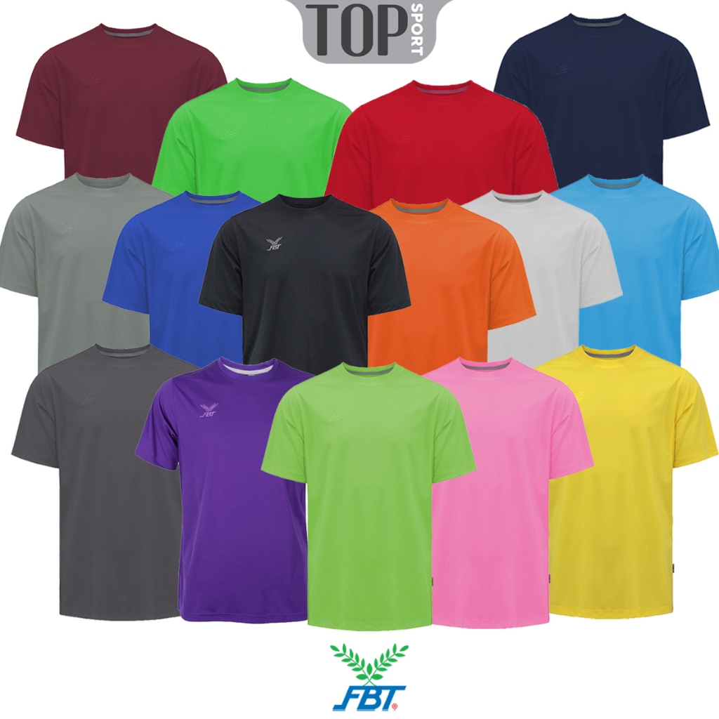 FBT 12009 เสื้อคอกลมสีล้วน ผ้าลื่น 15 สี ระบายอากาศ น้ำหนักเบา สวมใส่ ...