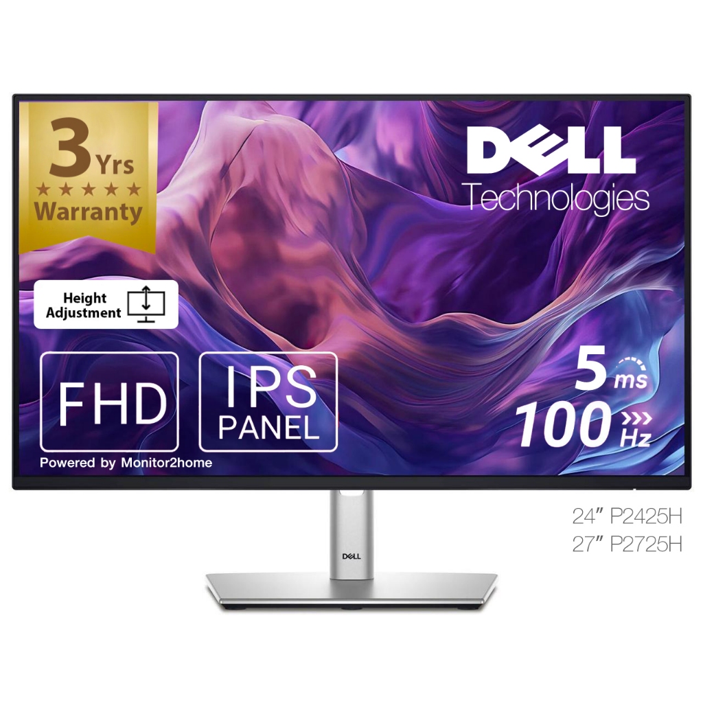 Dell P Series 24" P2425H, 27" P2725H Full HD Monitor, 100Hz, IPS, 5ms ...