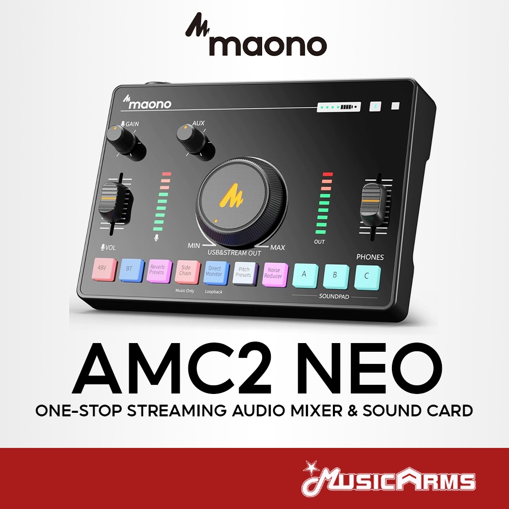 Maono AMC2 NEO มิกเซอร์ พ็อดแคส Maonocaster Streaming Audio Mixer AMC 2 ...