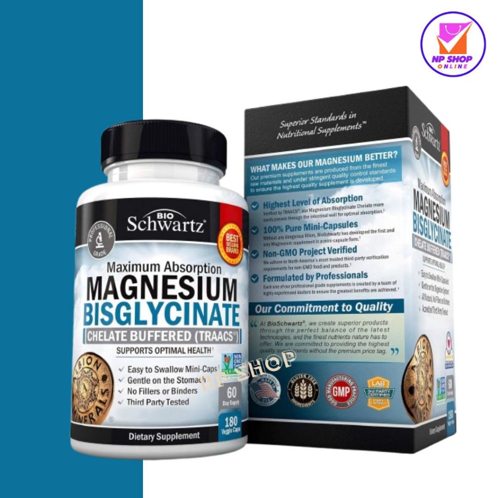 BioSchwartz, Maximum Absorption Magnesium Bisglycinate, 180 Veggie Caps ...