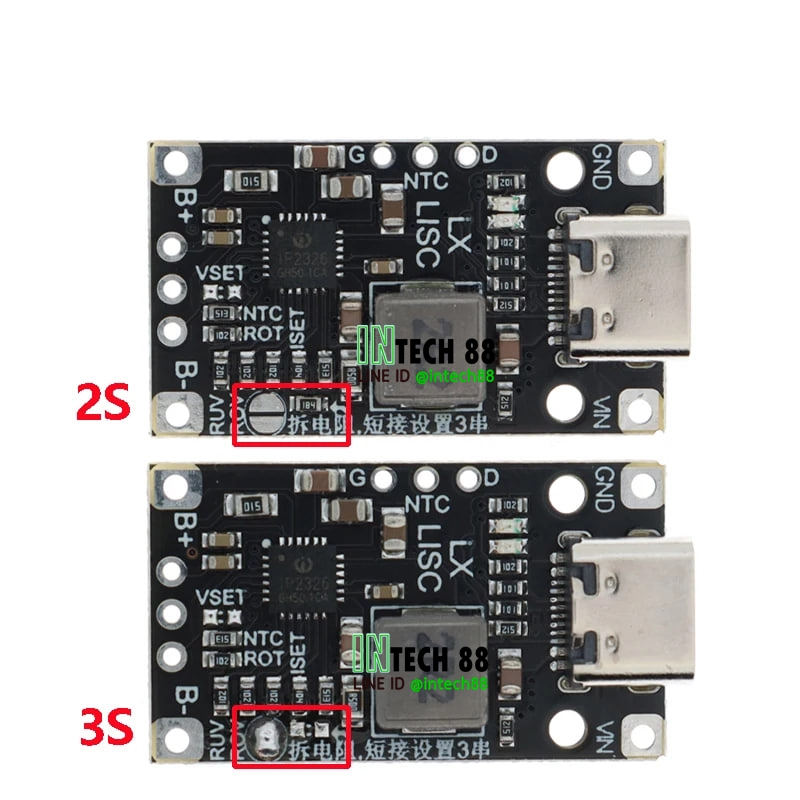 โมดูลชาร์จแบตเตอรี่ลิเธียม Type-C PD 15W 2S 3S 8.4V 12.6V 1.5A IP2326 พร้อมไฟสถานะ DIY | Shopee ...