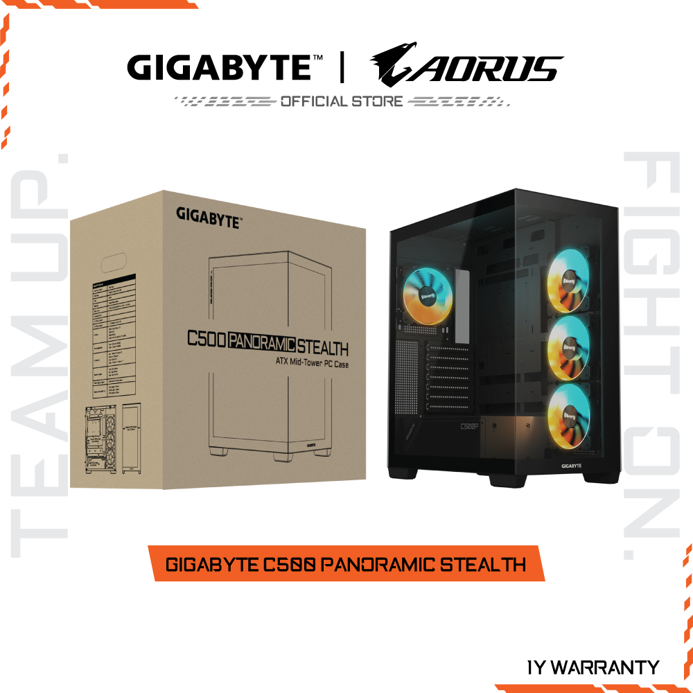 GIGABYTE CASE (เคสเกมมิ่ง) C500 PANORAMIC STEALTH | ATX Mid Tower | 1 ...