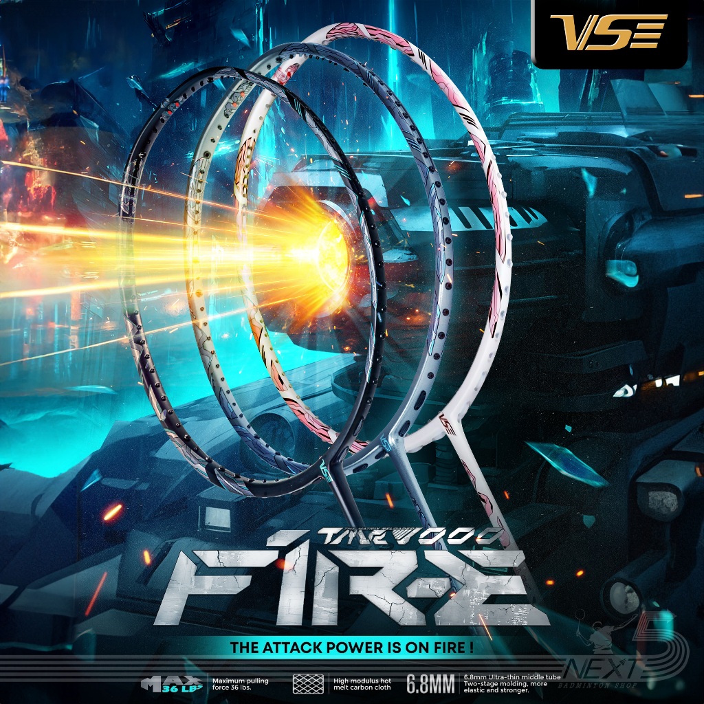 vs ไม้แบดมินตัน รุ่น Fire 1000 แถมเอ็น+ซอง+กริปยาง | Shopee Thailand