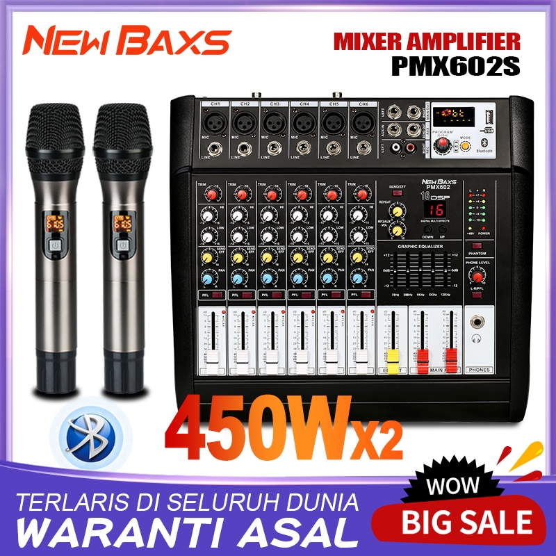 NEW BAXS PMX602D/PMX602S มิกเซอร์มืออาชีพ 6 ช่อง 16DSP อีควอไลเซอร์ 2 ...