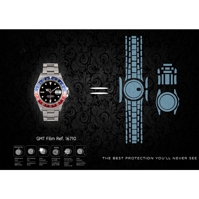 ฟิล์มกันรอยนาฬิกา Watch Protection Film สำหรับ แบรนด์ รุ่น Rolex GMT ...