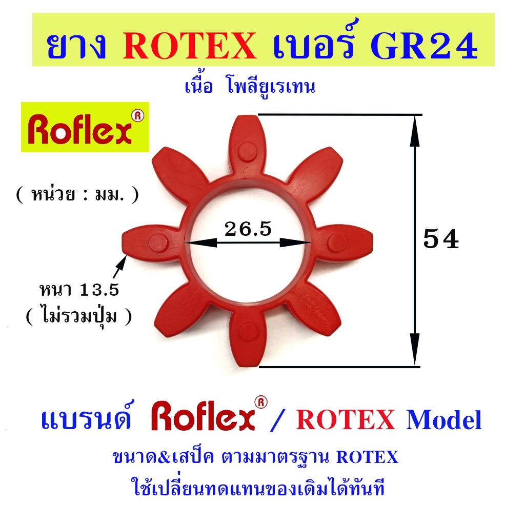 ยางคัปปลิ้ง ROTEX GR 24 แบรนด์ ROFLEX / ROTEX MODEL ยางยอย ยาง6แฉก ยางโพลียูเรเทนสีแดง | Shopee ...