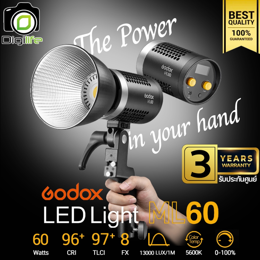 Godox LED ML60 (แสงขาวอย่างเดียว) 60W 5600K - Godox Mount - รับประกัน ...