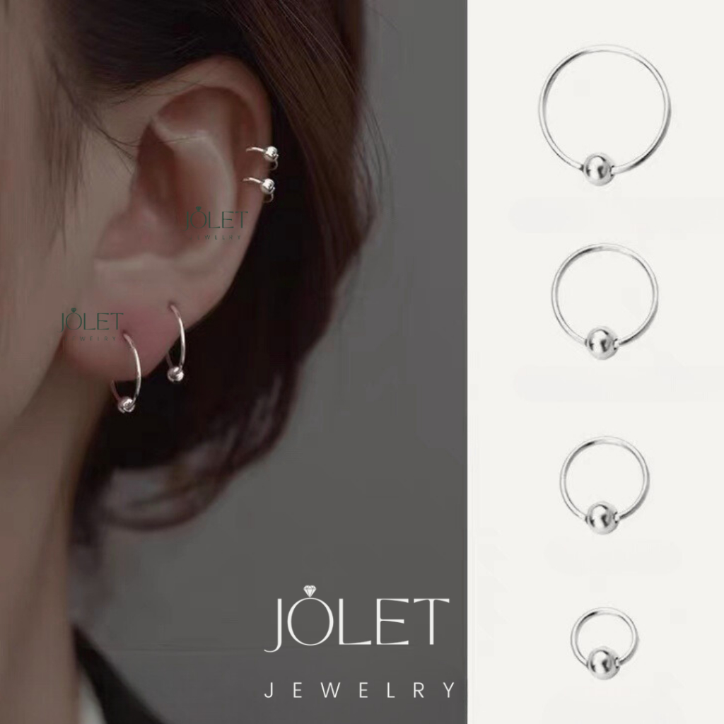 jolet ต่างหูห่วงเงินแท้99.9% s999 ตุ้มหูห่วง น้ำหนักเบานิมิมอลมีสไตล์ | Shopee Thailand