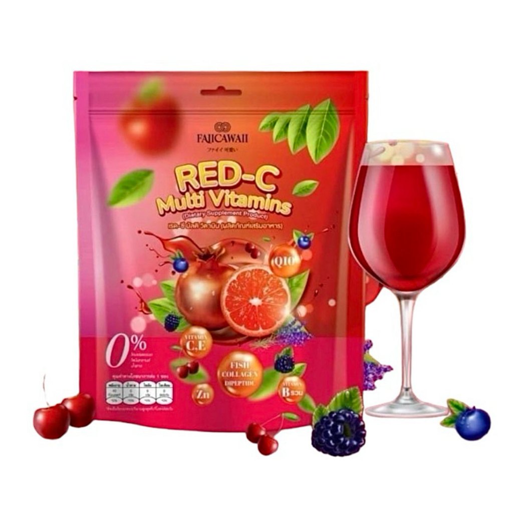 น้ำชง เรดซี มัลติวิตามิน 30ซอง Red-C Multi Vitamins ฝ้ายคาวาอี้ ...