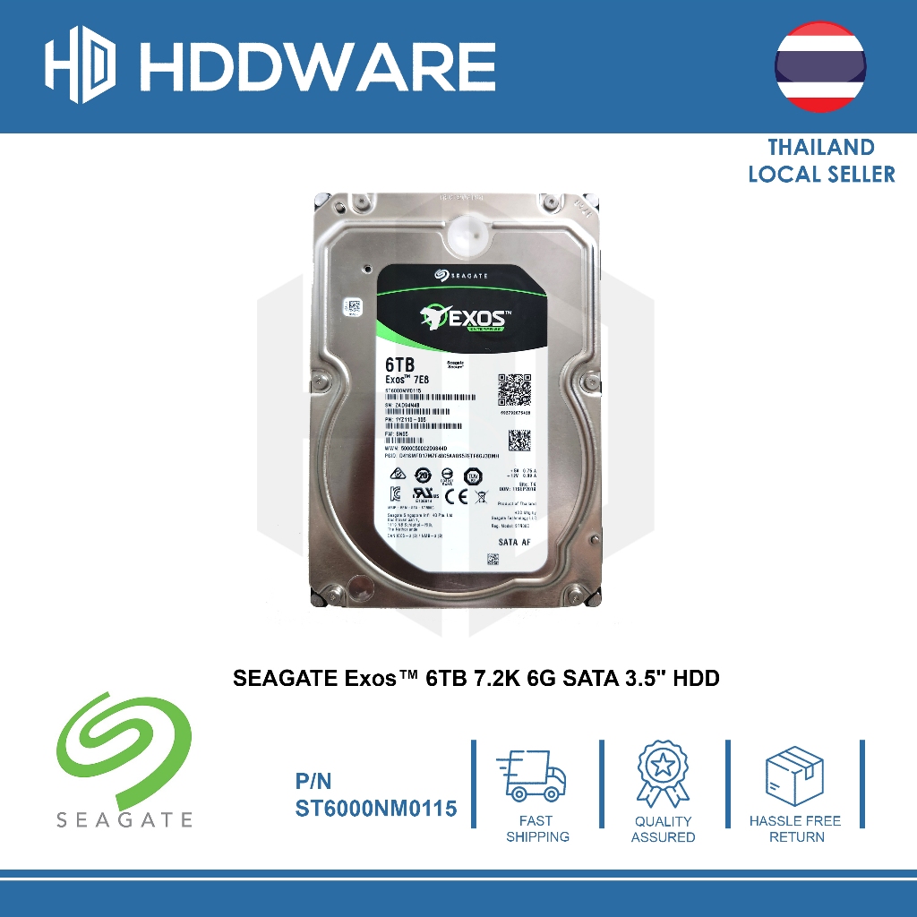 SEAGATE Exos™ 6TB 7.2K 6G SATA 512e 3.5" HDD // ST6000NM0115 // 1YZ110-00X | Shopee Thailand