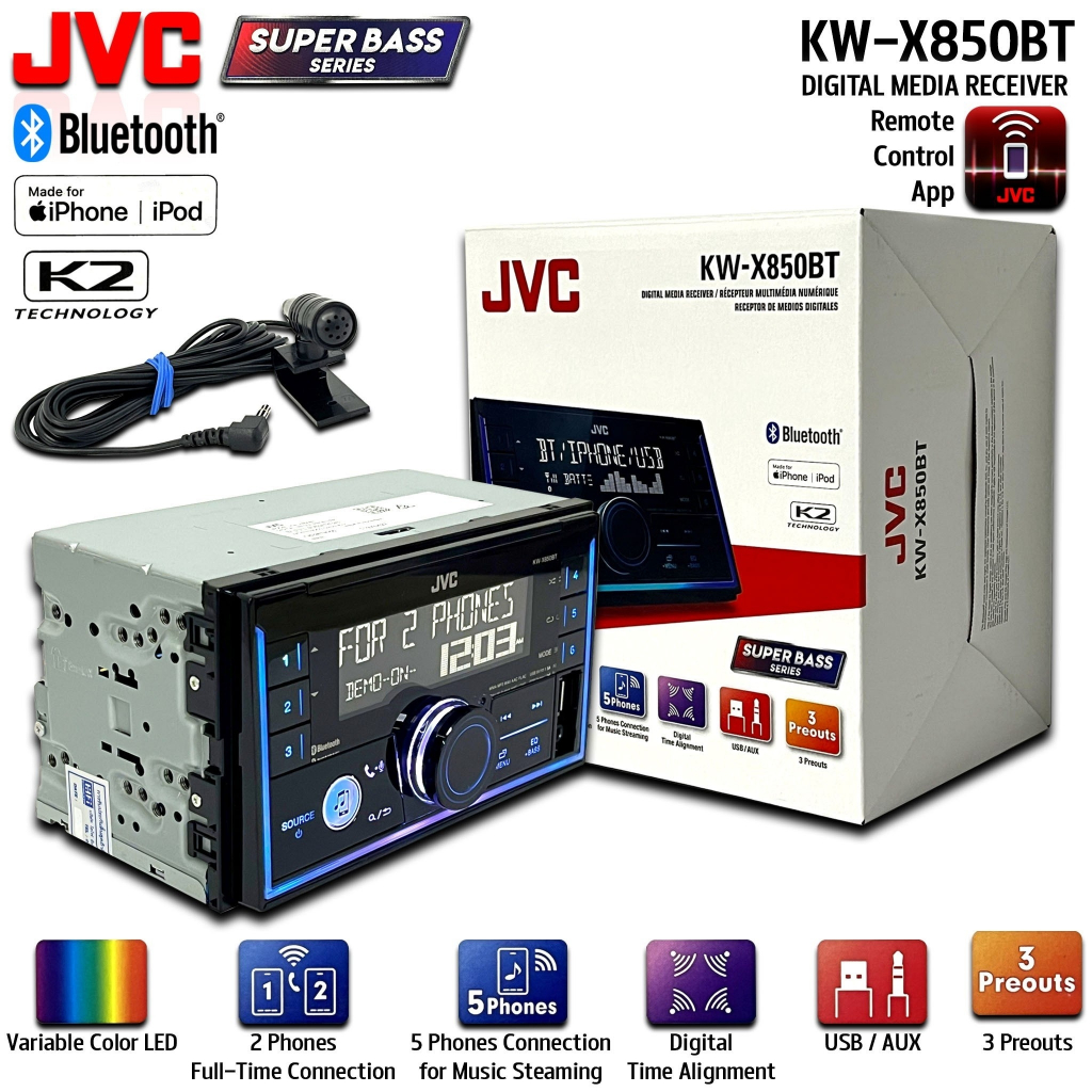 JVC KW-X850BT เครื่องเสียงรถยนต์ MP3 2DIN พร้อมพอร์ต USB,วิทยุ AM/FM ...