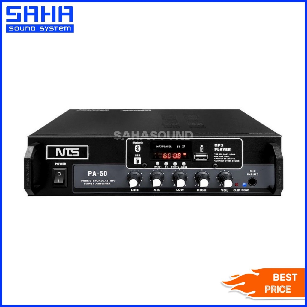 NTS PA-50 เพาเวอร์มิกเซอร์ / แอมป์ประกาศ Bluetooth/USB/MP3 (70v-100v) sahasound - สหซาวด์ ...
