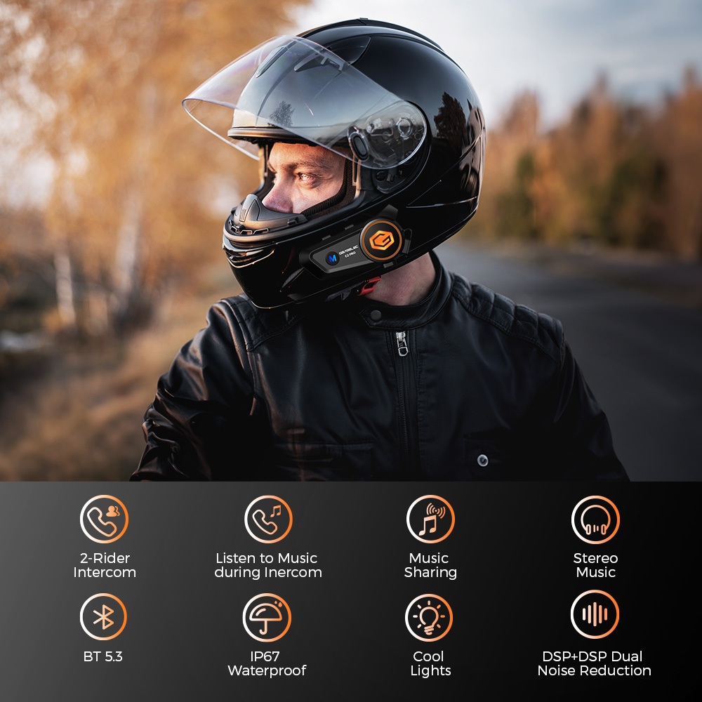 GEARELEC C2 Pro หูฟังบลูทูธติดหมวก BT5.3 กันน้ำIPX7 อินเตอร์คอม ลดเสียง ...