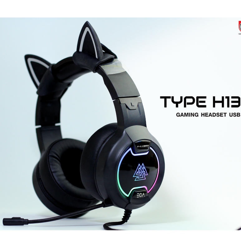 หูฟังเกมมิ่ง EGA H13 USB ระบบ 7.1 Suround Sound สีดำมีหูแมวน่ารักๆ | Shopee Thailand