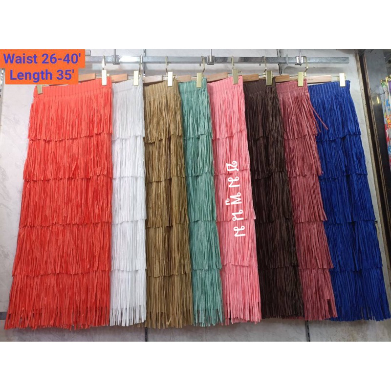 Fancy layers skirt กระโปรงยาวคลุมเข่า ดีเทลเย็บเลเยอร์แต่งพู่ถี่ มี15สี ...