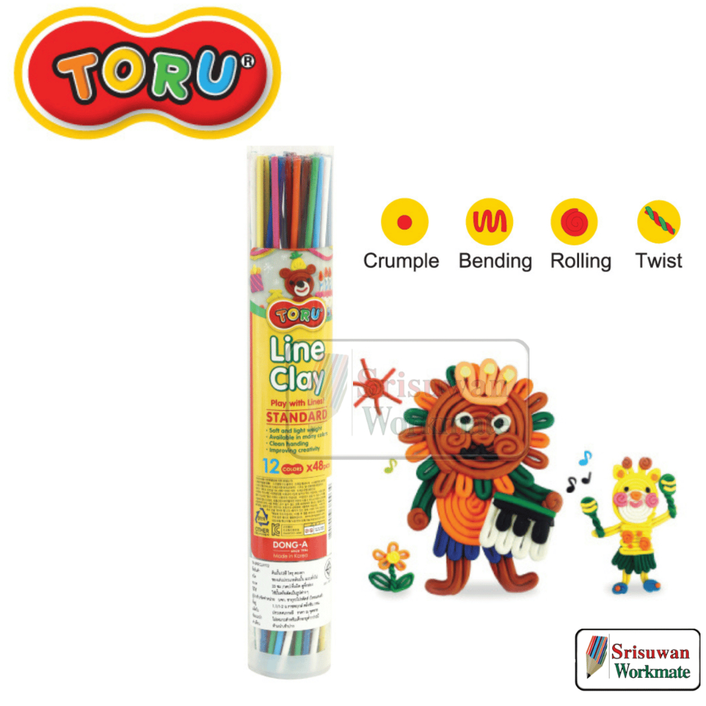 TORU Line Clay TR-LINECLAY12 ดินปั้น แบบเส้น 12 สี จำนวน 48 เส้น Non ...