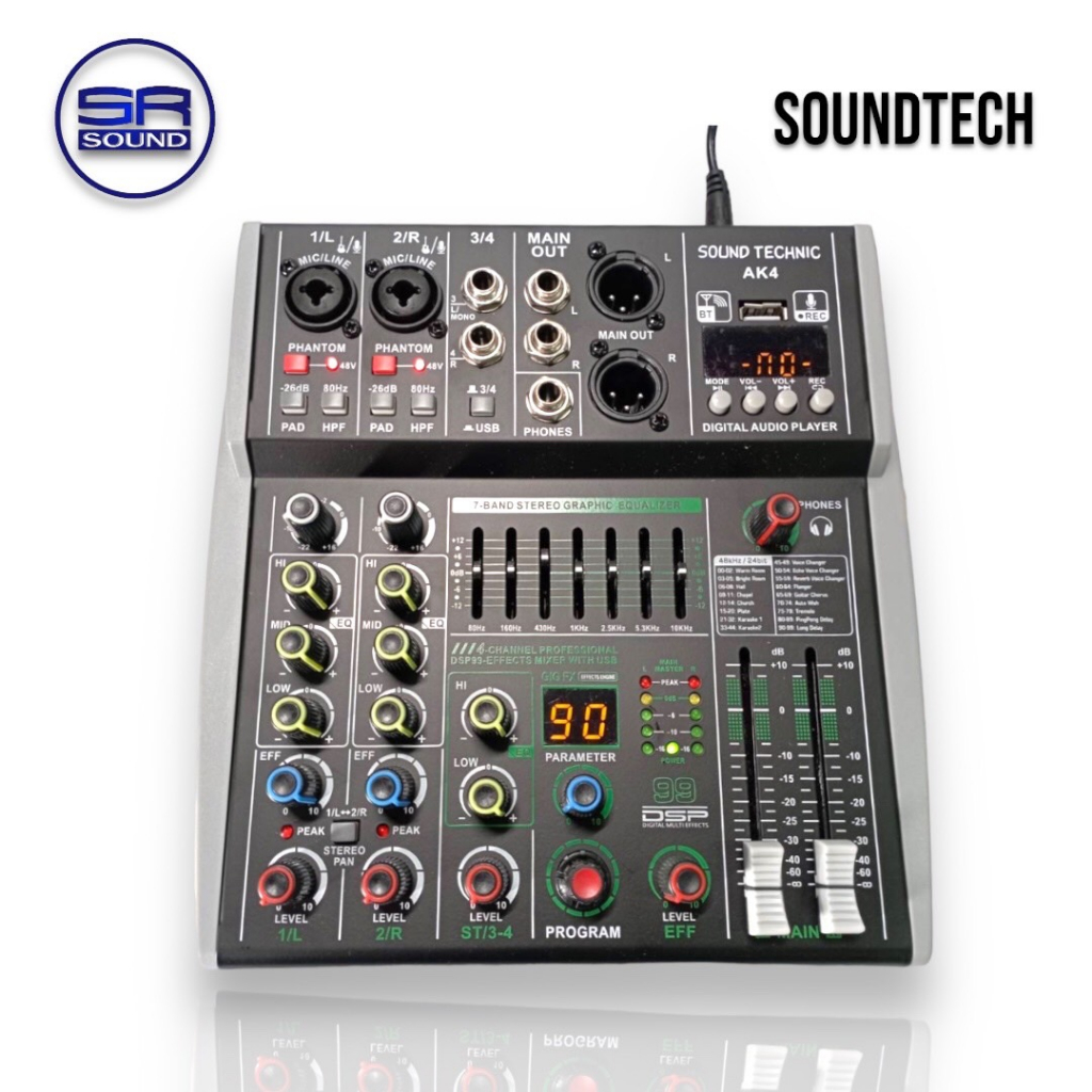 ฟรีค่าส่ง SOUNDTECH AK4 MIXER มิกซ์เซอร์ 4ch เอฟเฟค 99DSP AK-4 AK 4 ...