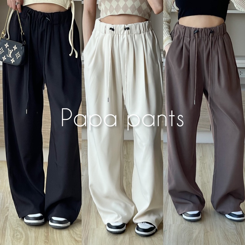 Legend | Papa pants กางเกงผ้าทรงกระบอก ผ้ามีน้ำหนัก | Shopee Thailand