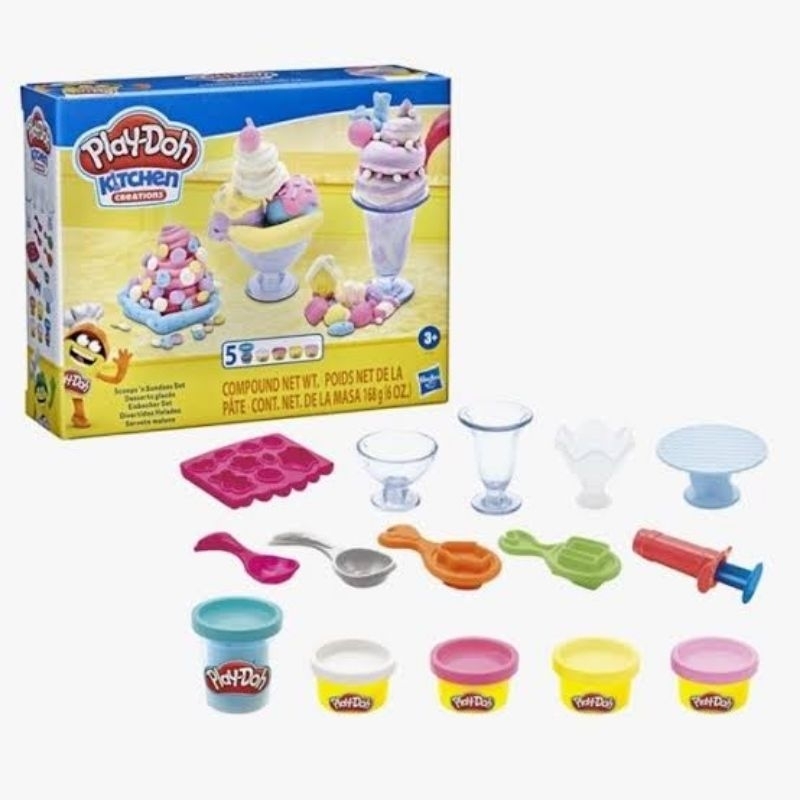 Play-Doh Kitchen Creations Ice Cream Scoops 'n Sundaes Set | Shopee ...