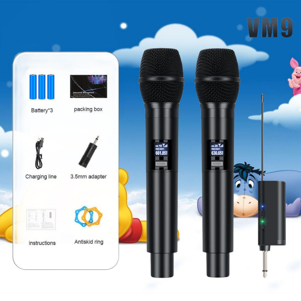 VM9-1/VM9-2มาไหม่!!!ไมโครโฟนไร้สาย(ใส่สายก็ได้ )2IN1ไมค์ลอย สีดำ พกพาง่าย(แถมถ่าย2อัน) | Shopee ...