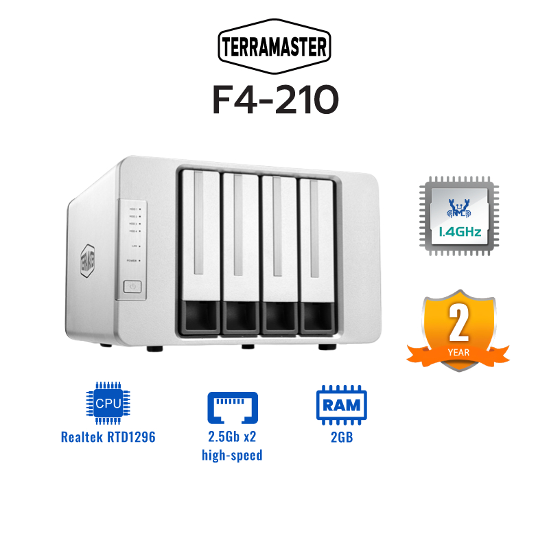 TerraMaster F4-210 (2GB)(2GB) (4-Bay NAS 2GB RAM Quad Core Network ...
