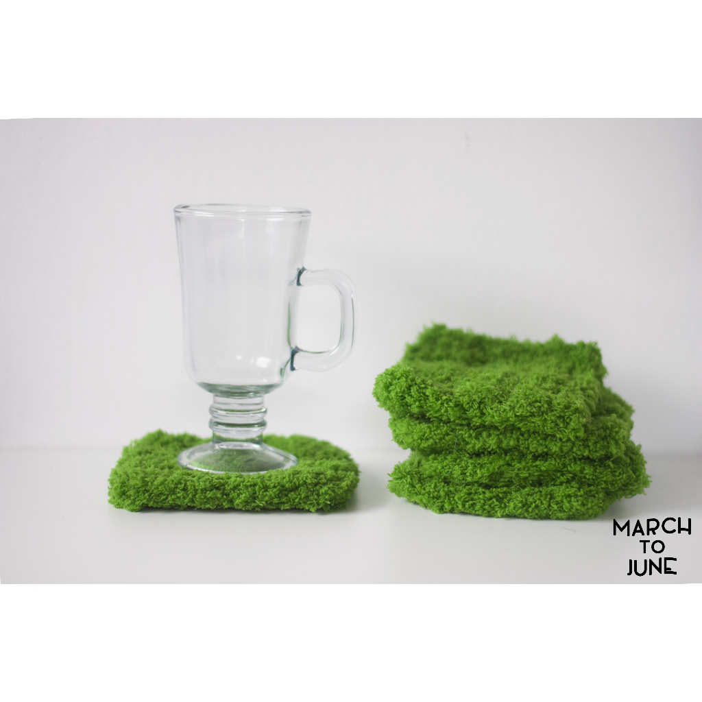 Fluffy Coaster ที่รองแก้ว ที่รองแก้วไหมขนแกะ ไหมพรมถัก marchtojune ...