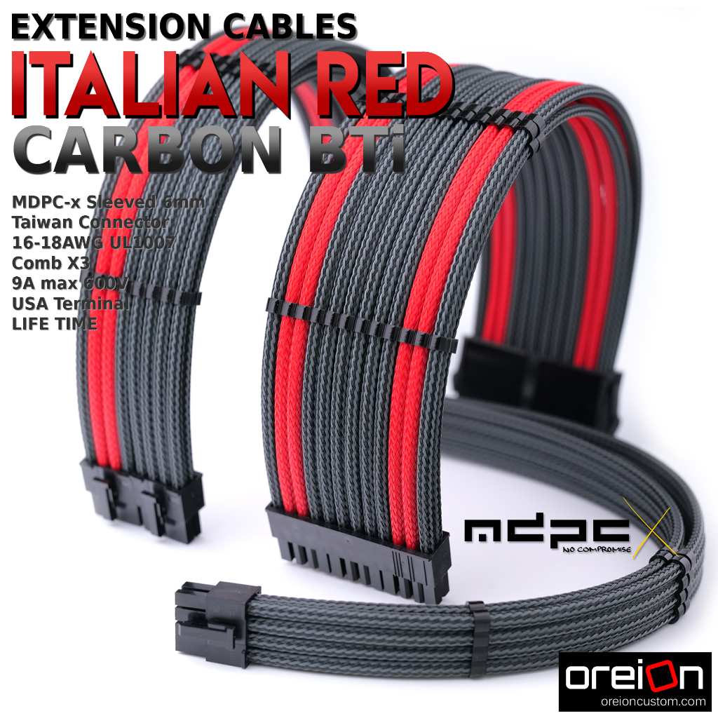 สายถักแต่งคอม ดำคาร์บอน-แดง Extensions Sleeved PC Cable [ดำคาร์บอน-แดง ...