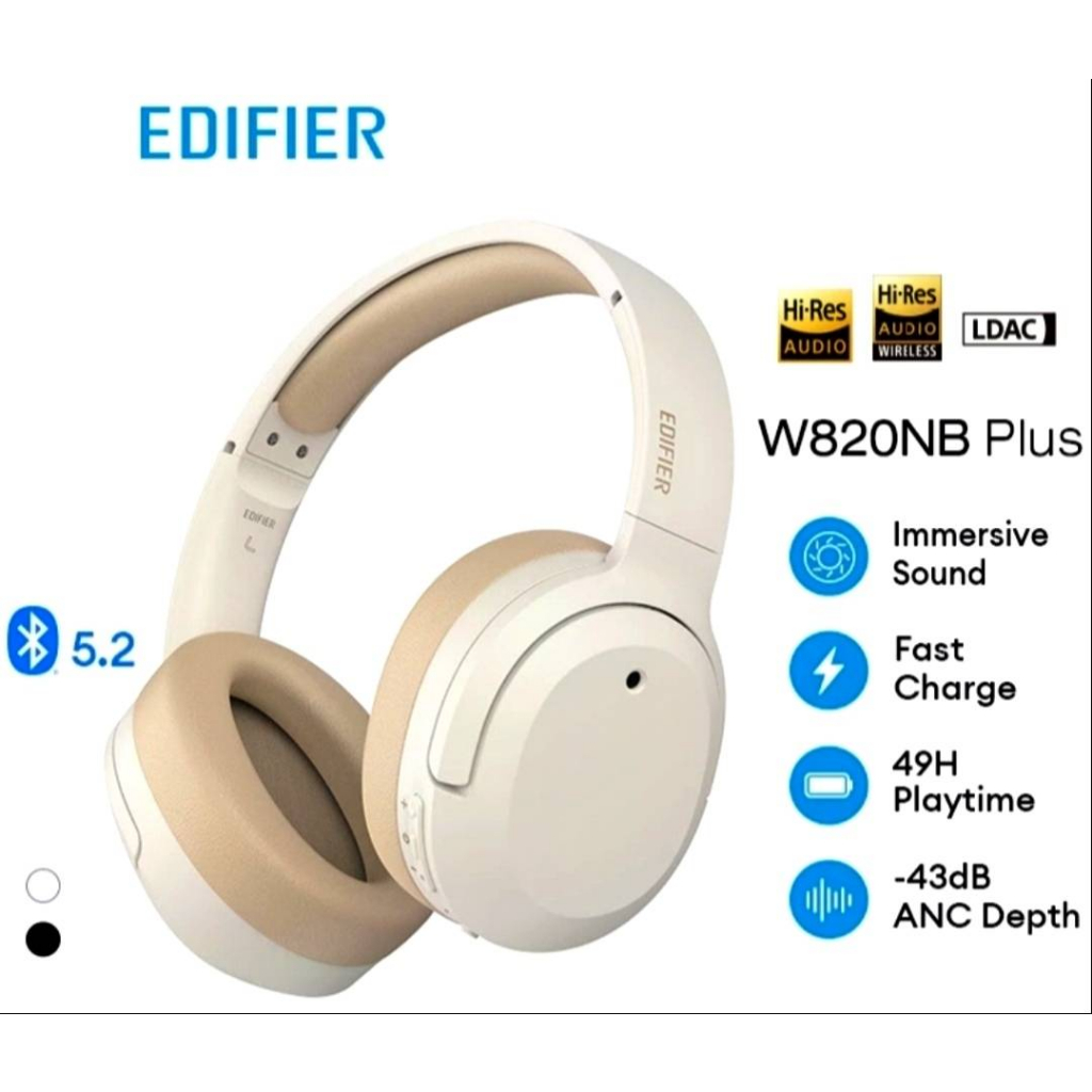 หูฟัง Edifier W820NB PLUS ไร้สาย ตัดเสียงรบกวน ANC Full size | Shopee Thailand