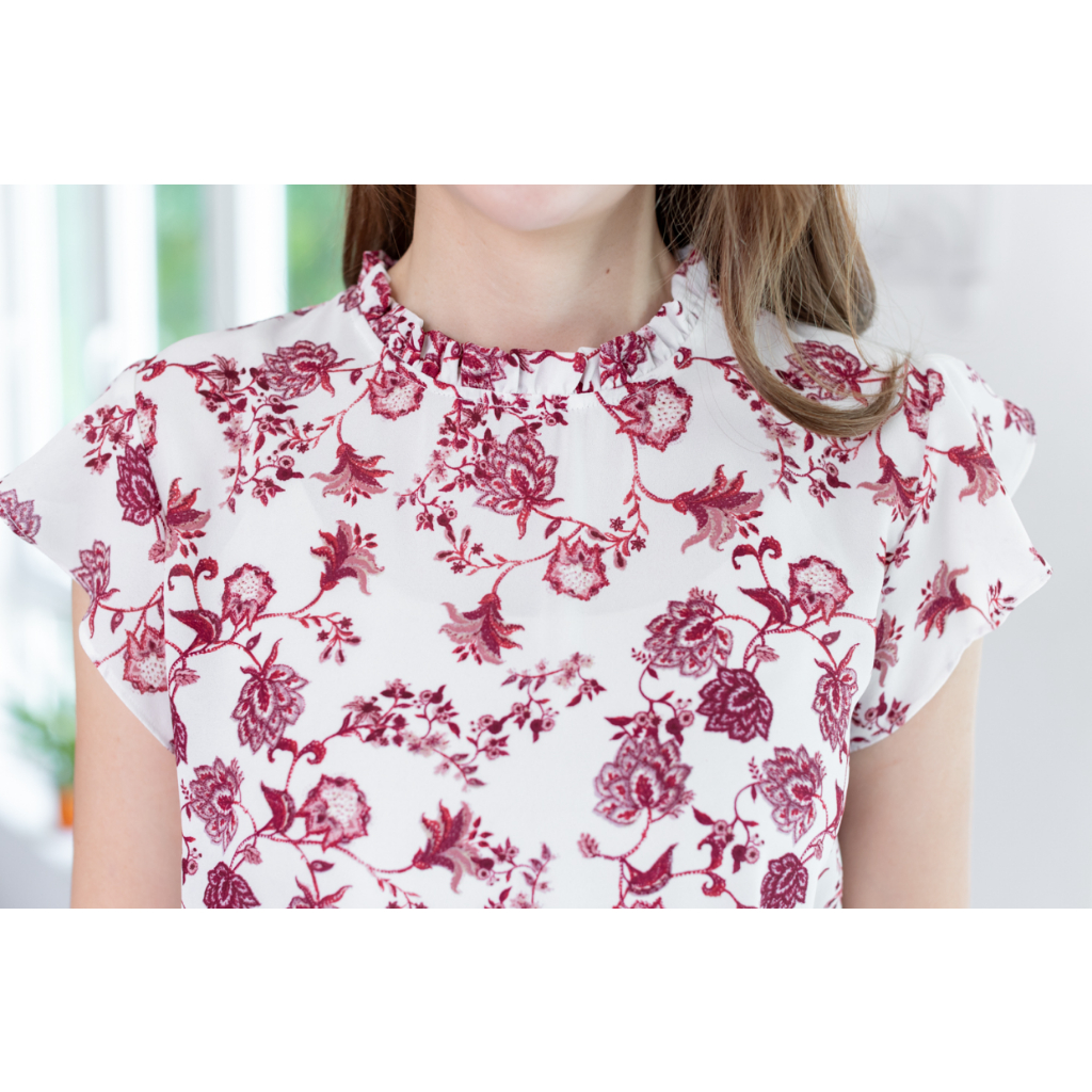 RE ️Narinari : MT2711 Ruff Collar Frill Sleeve Blouse เสื้อแขนกุดแต่ง ...