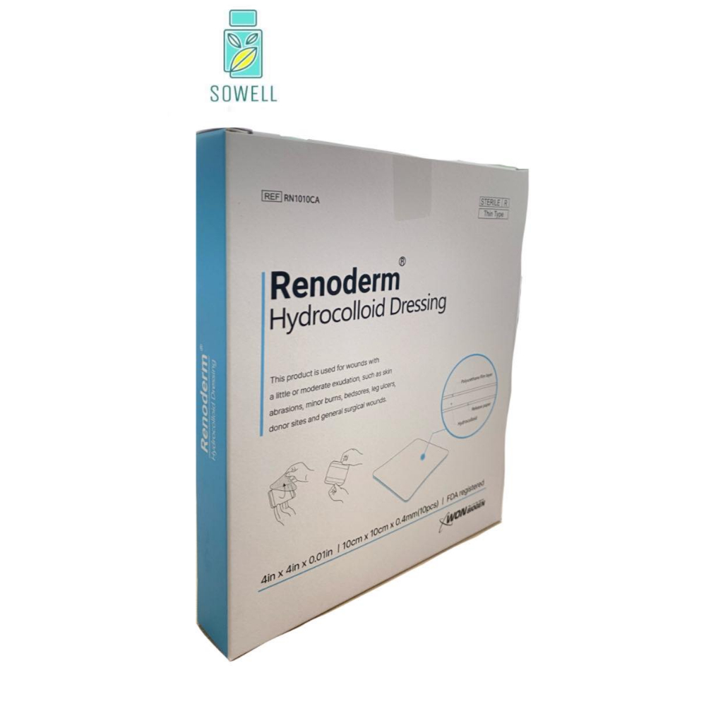 (1แผ่น)Renoderm hydrocolloid derssing 10x10 cm แผ่นแปะแผลกดทับแบบบาง ...
