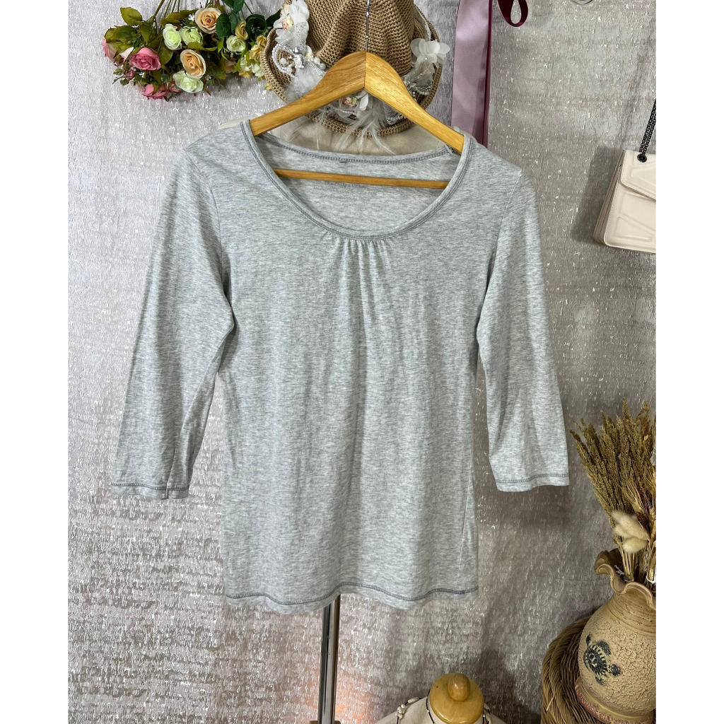(6944) เสื้อยืดแบรนด์ญี่ปุ่น ไซส์ M แขนสามส่วนผ้านิ่มมากผ้าคอตตอน 100% ...