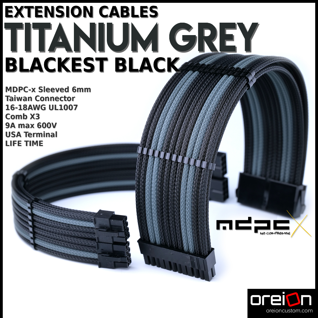 สายถักแต่งคอม เทา-ดำ Extensions Sleeved PC Cable [เทาเข้ม-ดำ][MDPC-X ...