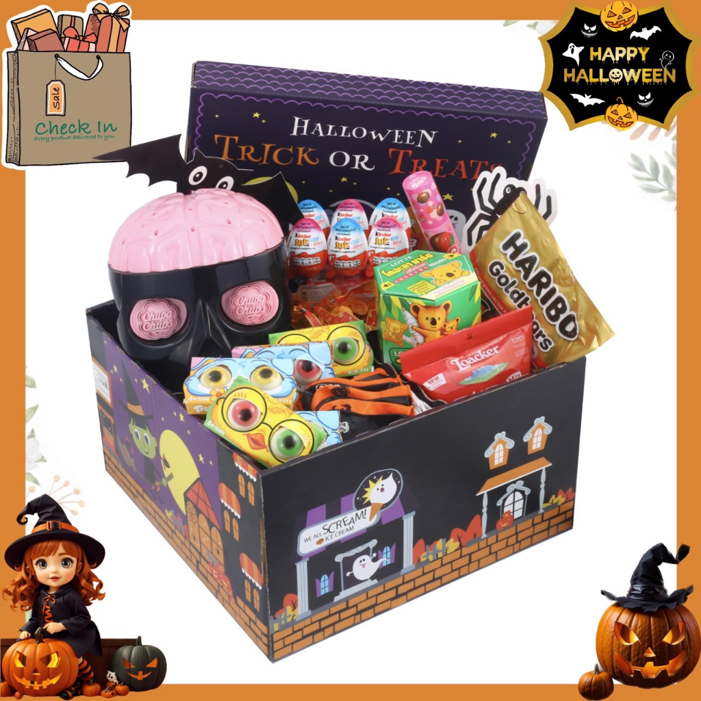 Halloween Trick or Treats Gift Box เพซลูกอม ทรอลลี่ป๊อปอาย จูปาจุ๊ปส์ ฮาริโบ้ คินเดอร์จอย โคอะลา ...