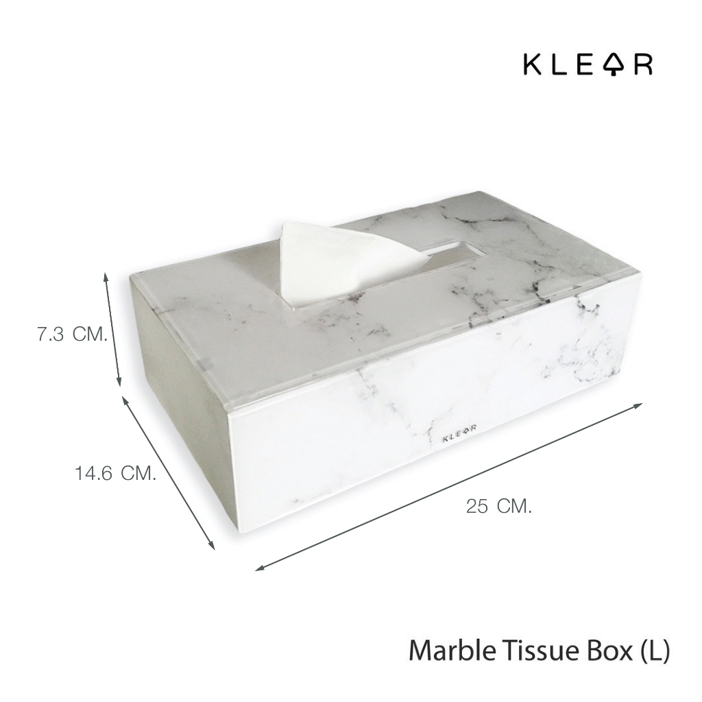 KlearObject Marble Tissue Box-L กล่องทิชชู่ลายหินอ่อน ผลิตจากอะคริลิคเกรด A เงางาม วัสดุพรีเมี่ ...