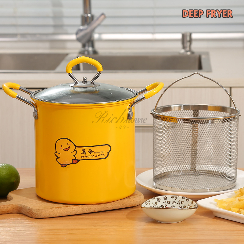 หม้อทอดเนหประสงค์ พร้อมตะกร้า สแตนเลส304 พร้อมฝาปิด 2 ลิตร สำหรับกรองน้ำมัน J361 | Shopee Thailand