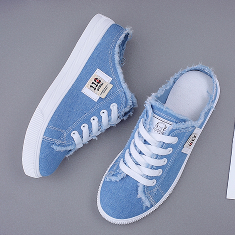 Sukky พร้อมส่งจากไทย รองเท้าผ้าใบเปิดส้น ดีไซน์สวยชิคใส่ได้ไม่จำกัดเพศ ...