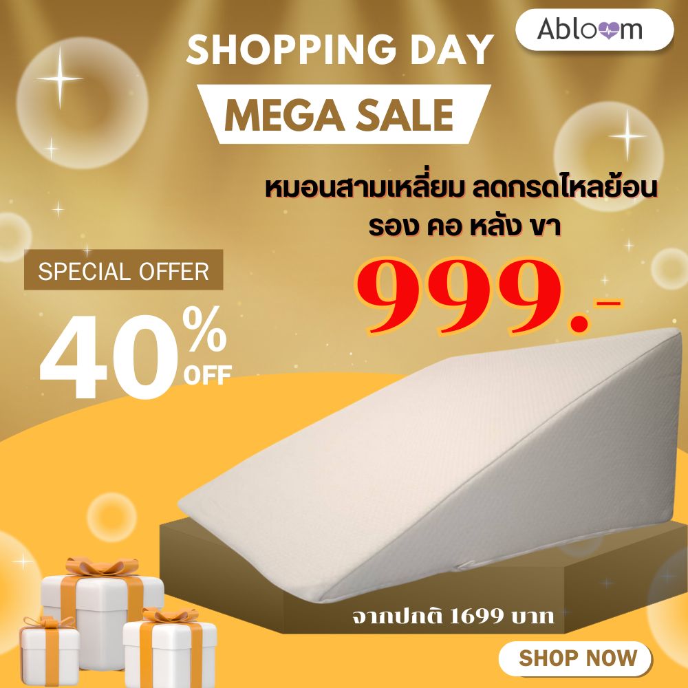 Abloom หมอนสามเหลี่ยม ลดกรดไหลย้อน รอง คอ หลัง ขา Sponge Foam Bed Wedge Pillow Leg Elevation ...
