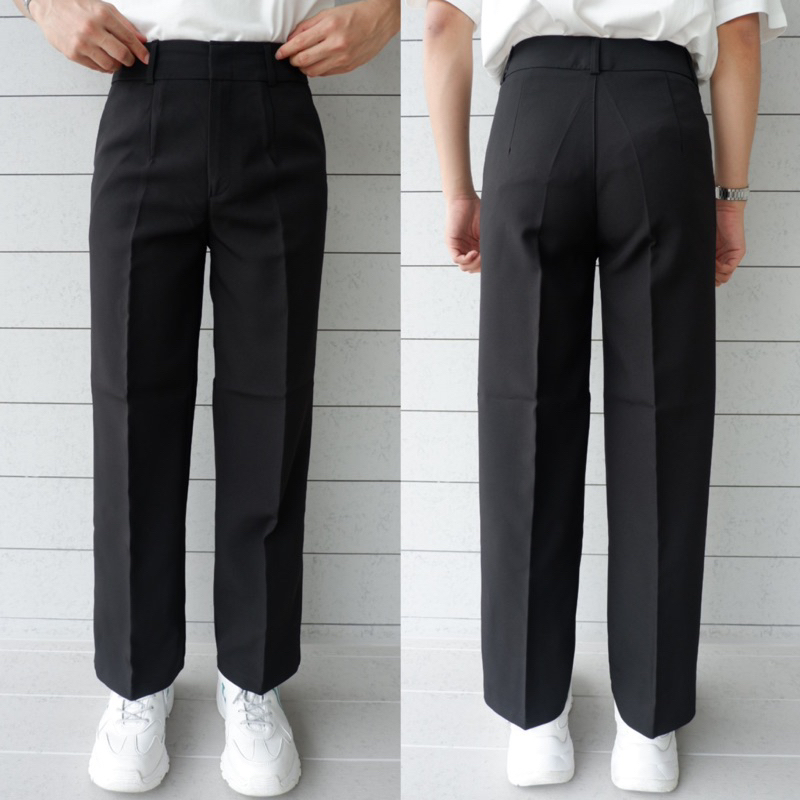 TECH IT : CLASSY BAGGY PANTS กางเกงทรงกระบอกกลางเอวสูงสไตล์เกาหลี ...