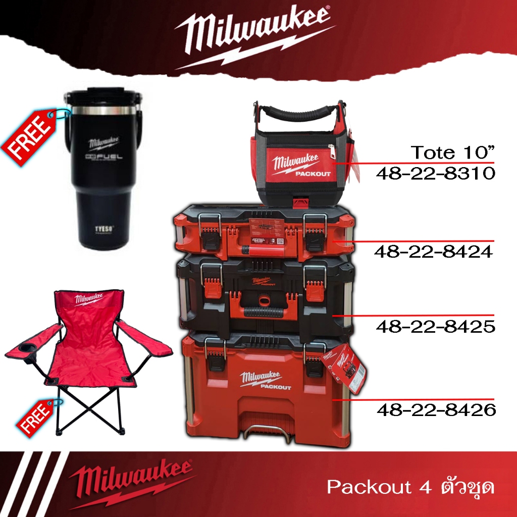 Milwaukee Packout 4ตัวชุด 48-22-8320 + 48-22-8424 + 48-22-8425 + 48-22 ...