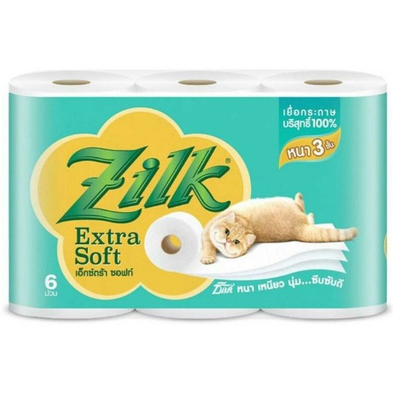 *Zilk ซิลค์ เอ็กซ์ตร้า ซอฟท์ กระดาษทิชชูม้วน หนา 3 ชั้น แพ็ค 6 ม้วน 0606 | Shopee Thailand