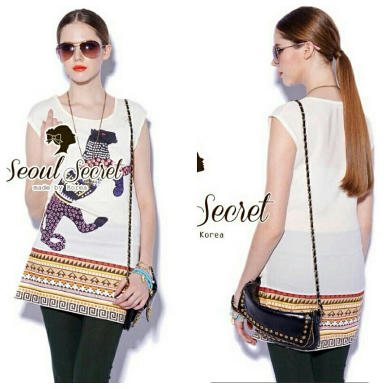 🔥🔥 Sevy เสื้อพิมพ์ลายสไตล์อียิปกับกางเกงSkinny | Shopee Thailand