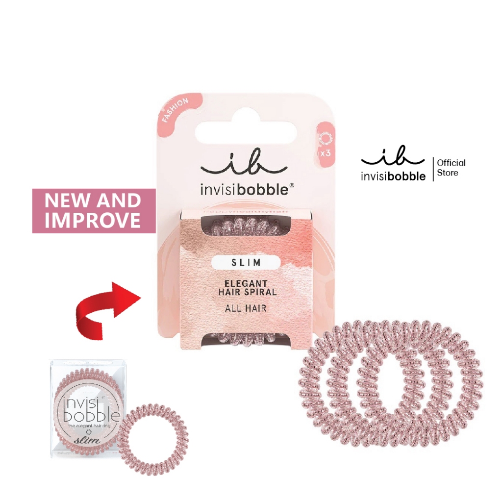invisibobble ยางรัดผม ผมไม่เป็นรอย รุ่น Slim สี Pink Monocle (1 กล่อง ...
